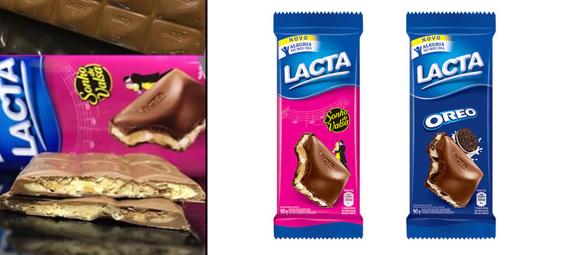 Lacta lança tabletes recheados de Sonho de Valsa e Oreo