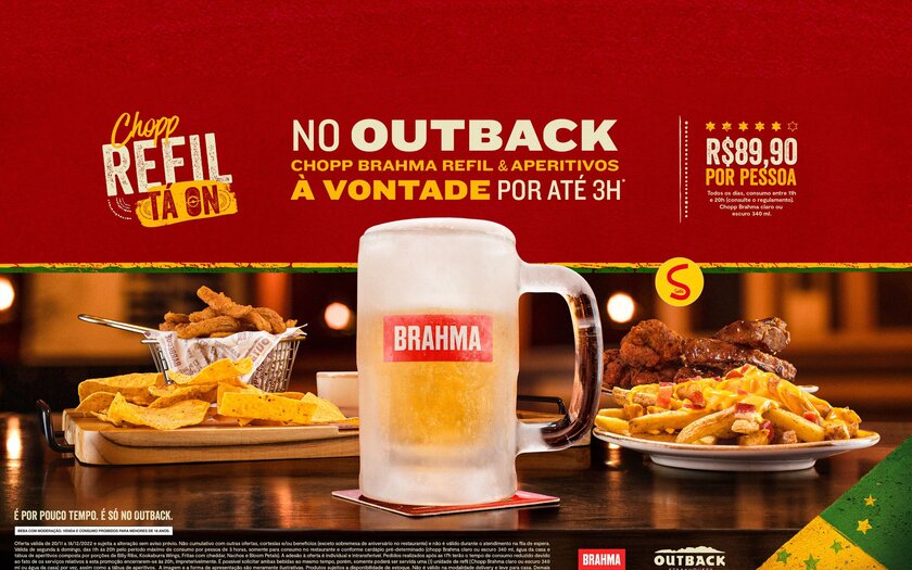 Outback e Brahma entram na torcida e lançam refil de chopp e aperitivos ...